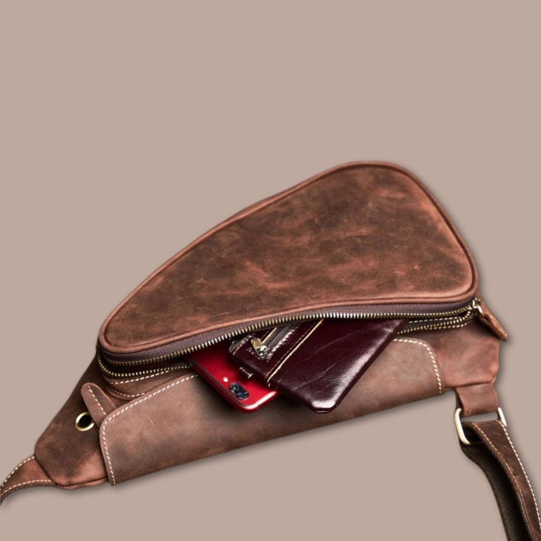 Sacoche Poitrine Cuir Vintage Homme – Élégance Rétro et Authentique